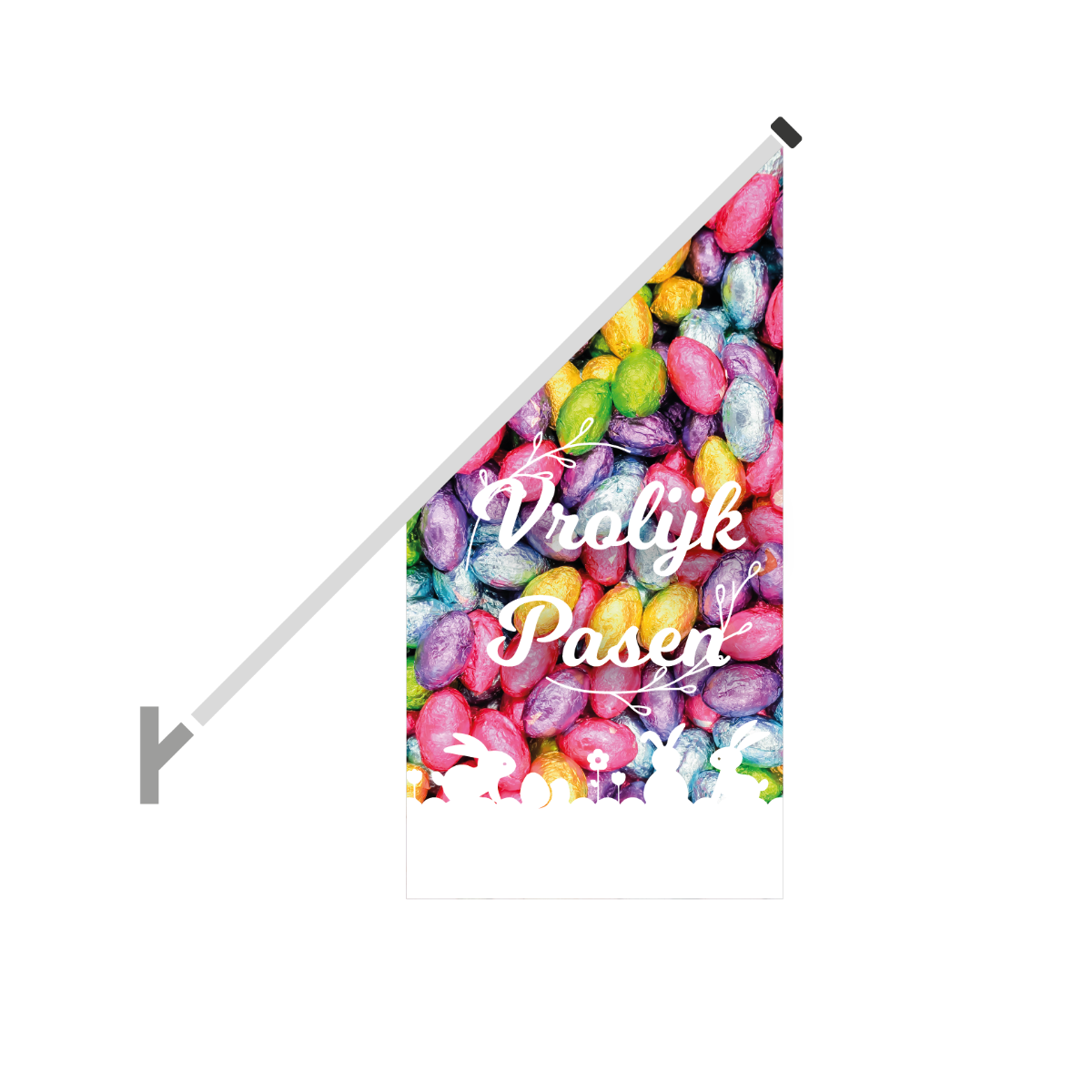 Schuine gevelvlag "Vrolijk Pasen" – Van Erkel Winkelmaterialen